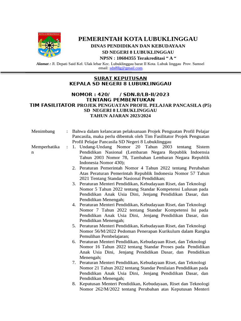 SK Tim Fasilitator p5 | PDF