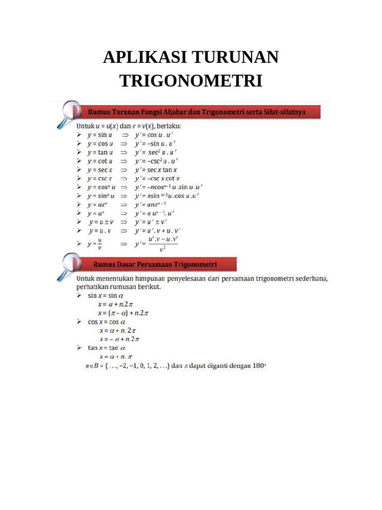 Bab 3. Aplikasi Turunan Trigonometri | PDF