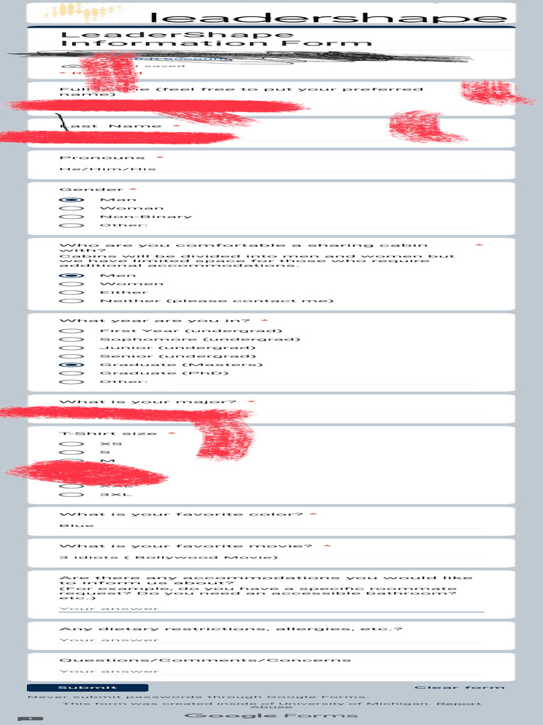 LeaderShape Information Form | PDF