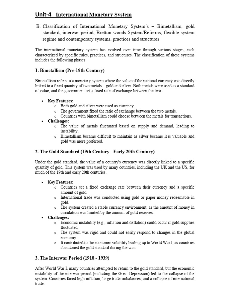 Unit-4 International Monetary System (Part-B) | PDF | Bretton Woods ...