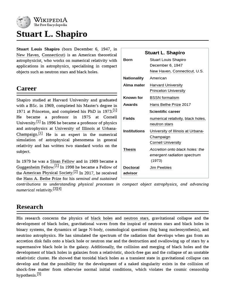 Stuart_L._Shapiro | PDF | Black Hole | General Relativity