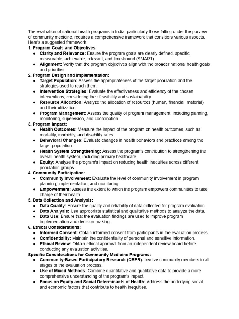 Framework for evaluation of national health progra.. (1) | PDF | Evaluation