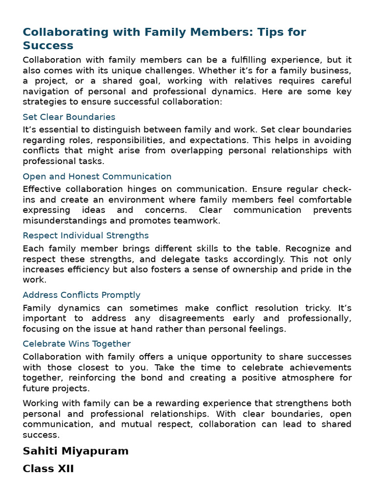 Tips for Successful Family Collaboration | PDF