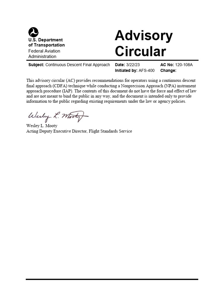 AC - 120-108A Continuous Descent Final Approach | PDF | Federal ...