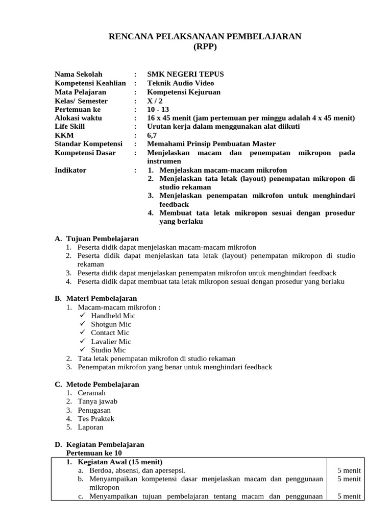 RPP KD5 Memahami Prinsip Pembuatan Master | PDF