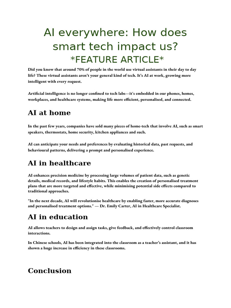 AI Everywhere - How Does Smart Tech Impact Us | PDF