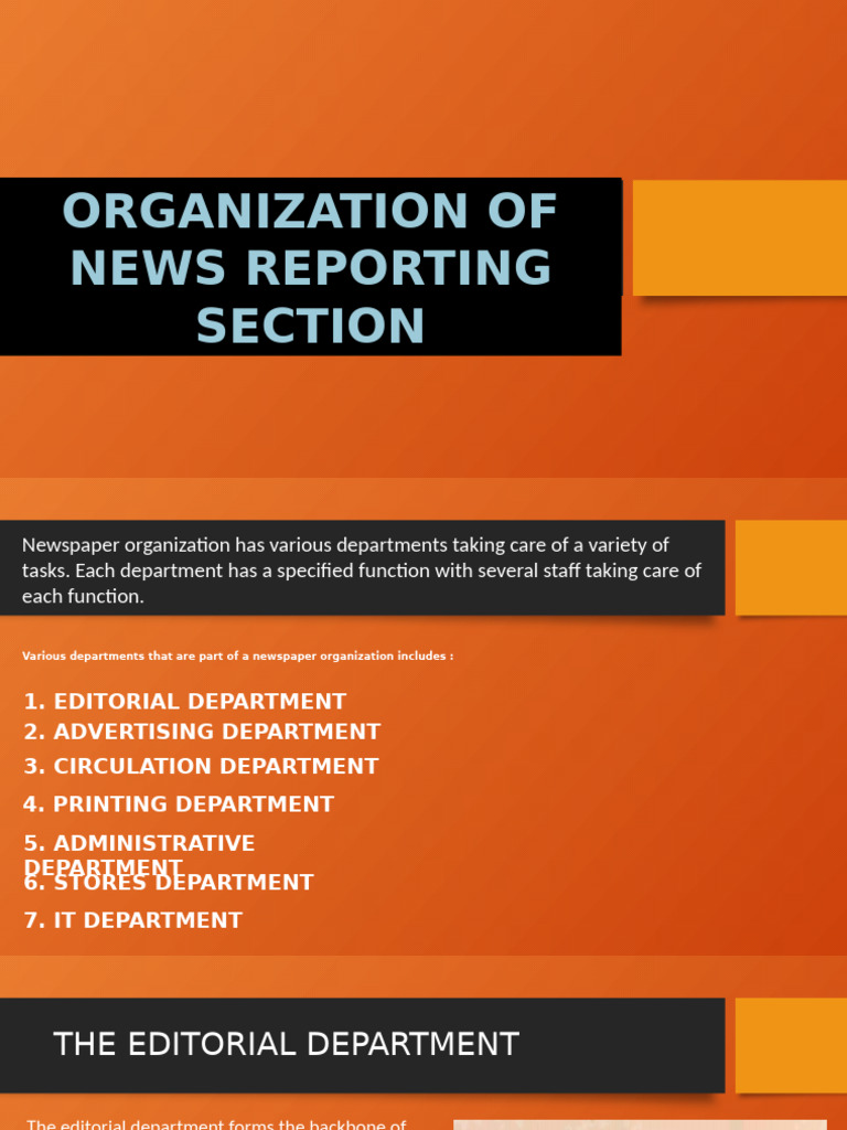 Organization of Reporting Section | PDF | Newspapers | Editing