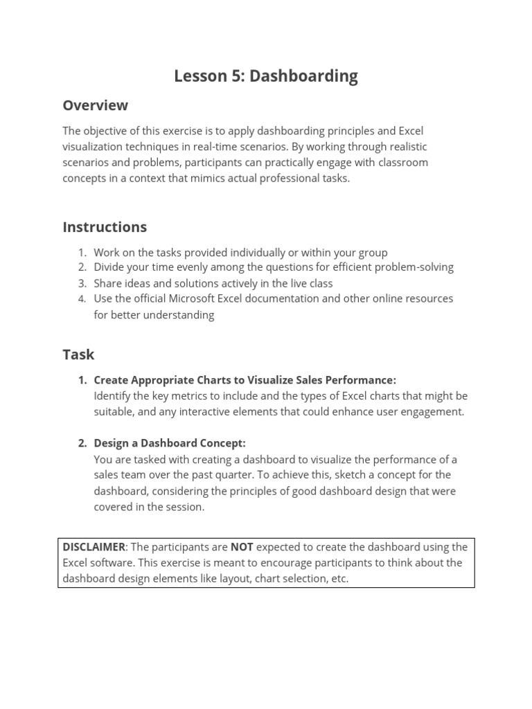 Lesson_05_Dashboarding | PDF | Microsoft Excel | Information Science
