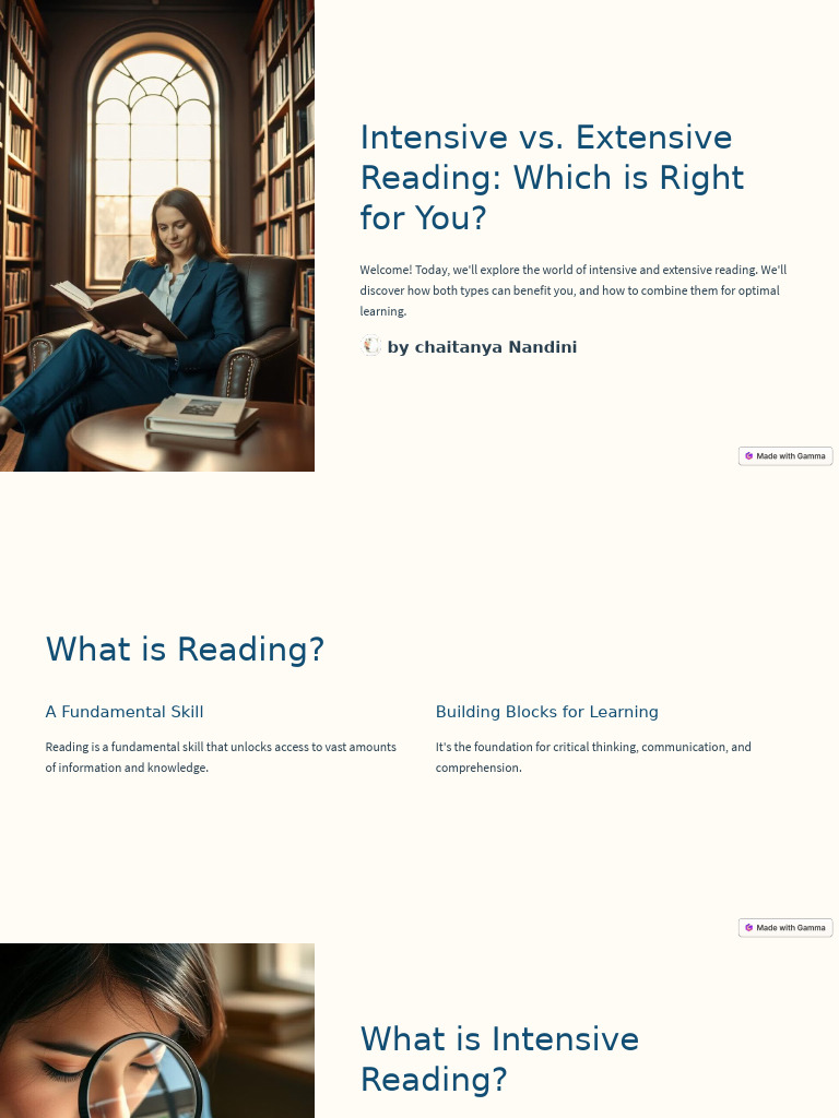 Intensive Vs Extensive Reading Which Is Right For You | PDF | Reading ...