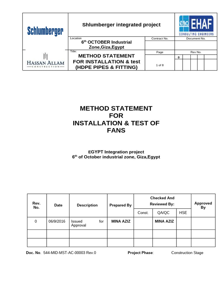 installation & test for fans | PDF | Safety | Occupational Safety And ...