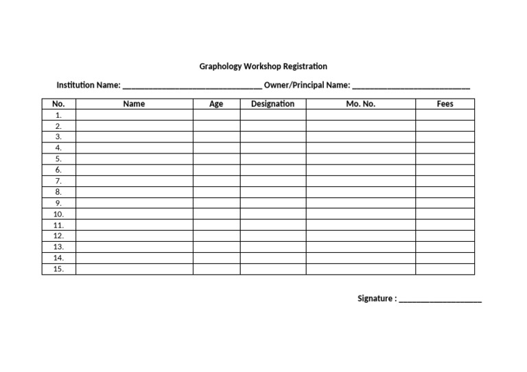 Graphology Workshop Registration | PDF