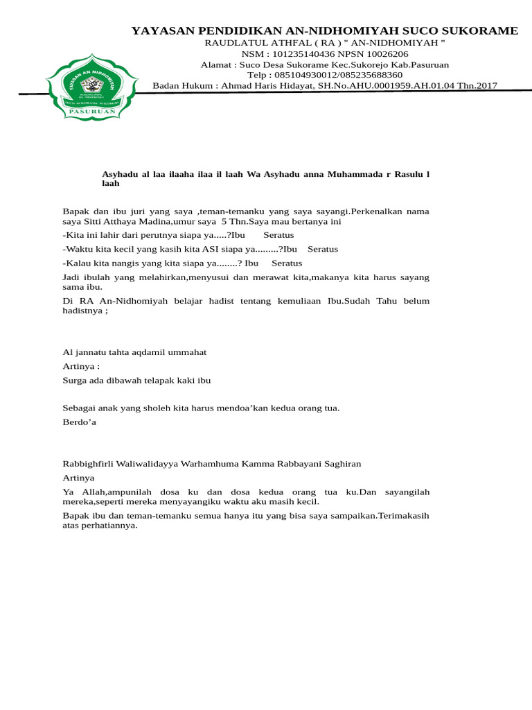 Bapak Dan Ibu Juri Yang Saya | PDF