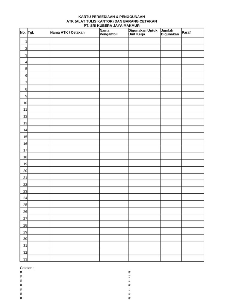 Form Kartu Persediaan | PDF