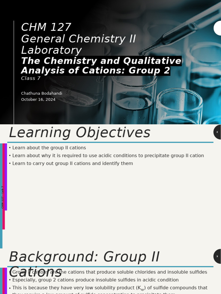Lab 7 - Chemistry of Group II Cations | PDF | Solubility ...