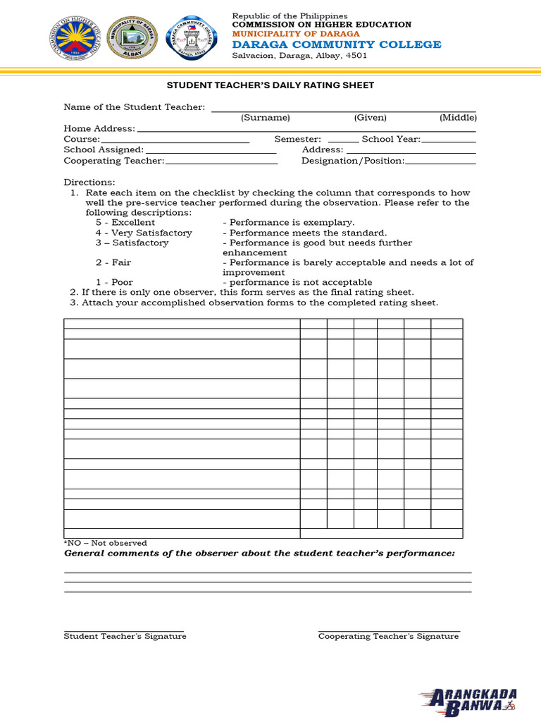 PT-DAILY-EVALUATION-SHEET | PDF | Teachers | Education Theory