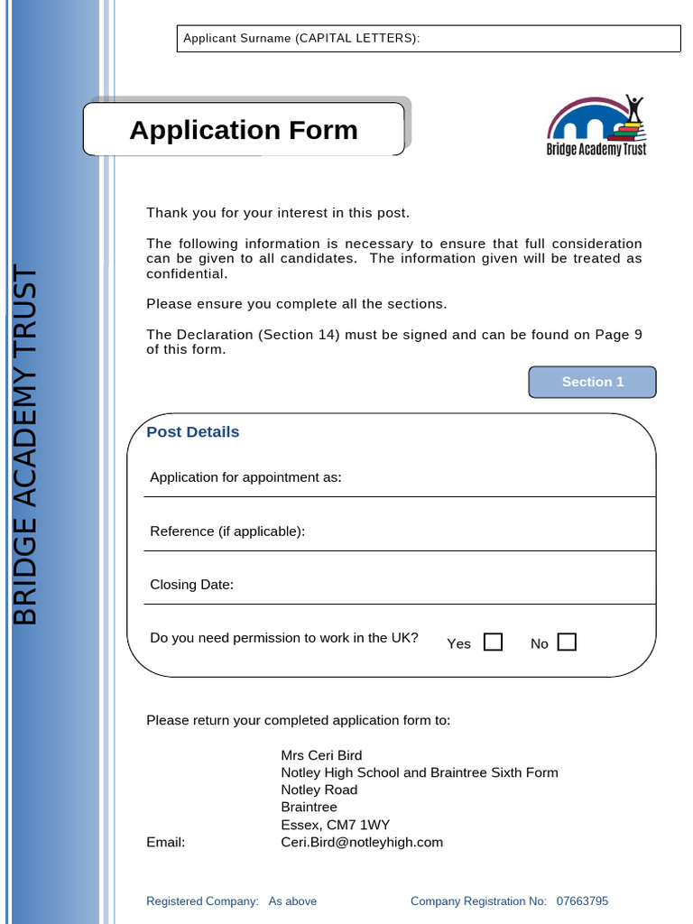BAT Application Form Notley | PDF
