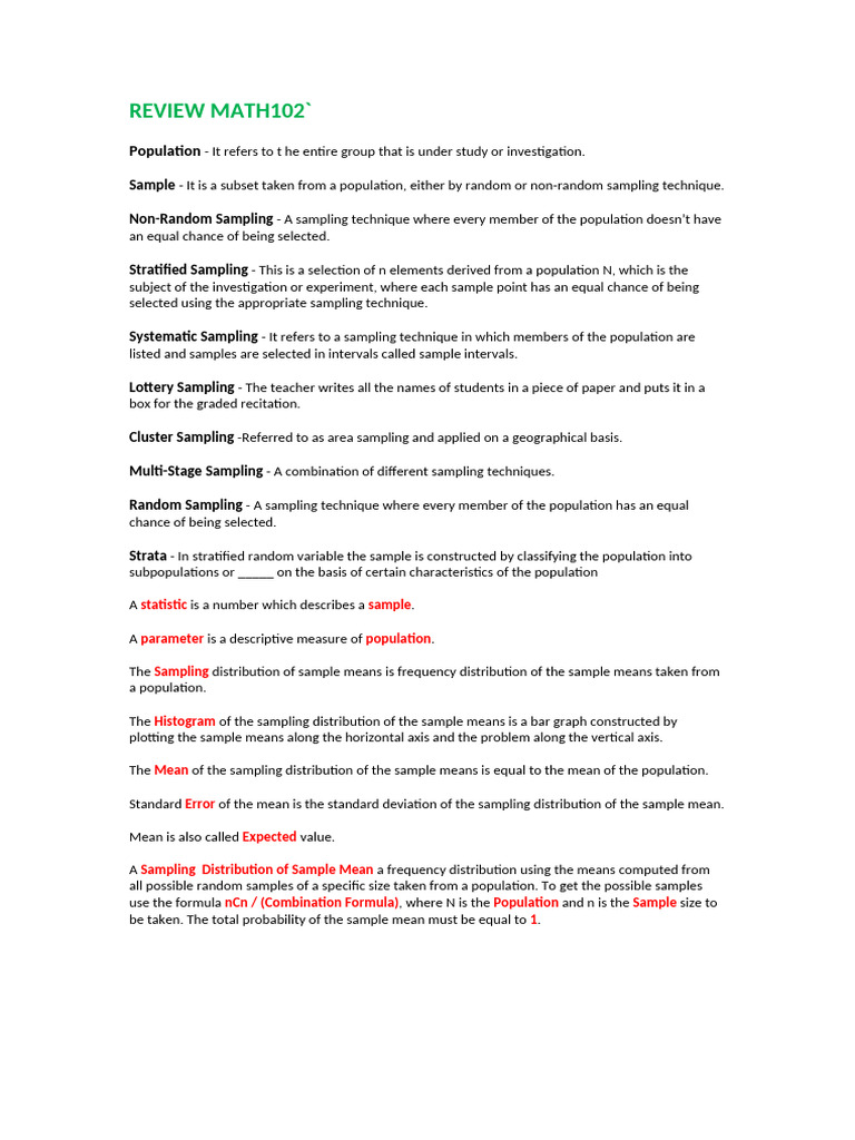 REVIEW-MATH102 Docxdonne | PDF