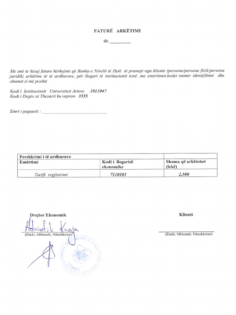 Master FAB - Fature Regjistrimi 2022 | PDF