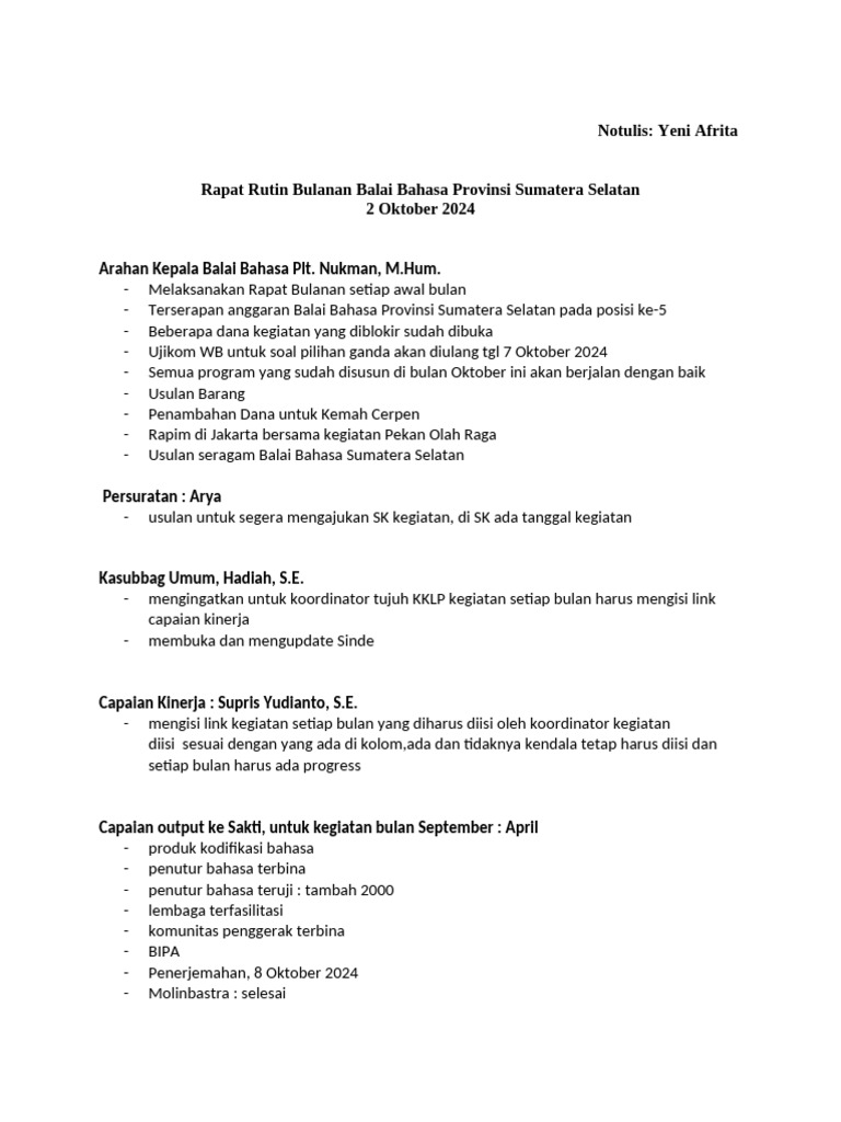 Notula 2-10-2024 | PDF