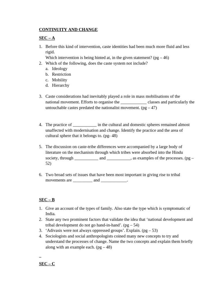 Social Institutions-Continuity and Change | PDF