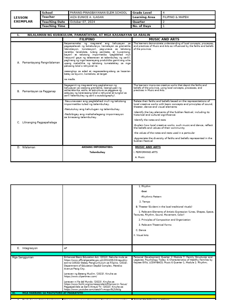 MATATAG DLL Grade 4Q2W3D1 | PDF