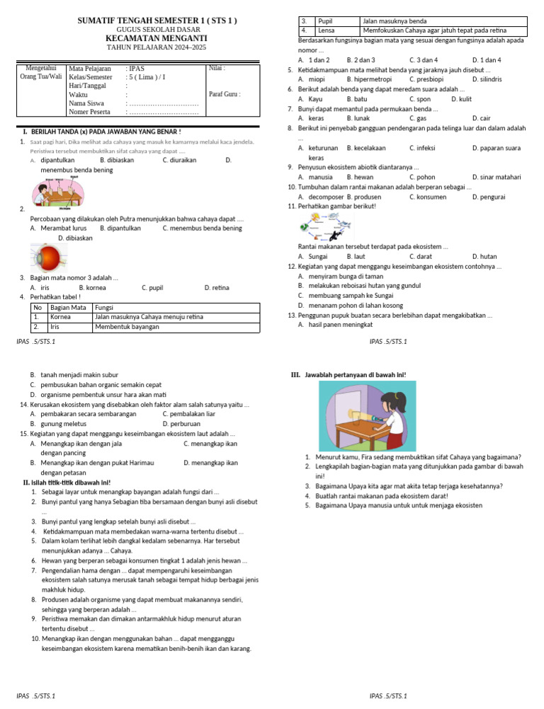 Kelas 5 Plh Waru Sts 1 23-24 | PDF