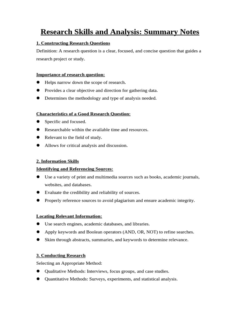 Research Skills and Analysis | PDF | Methodology | Information