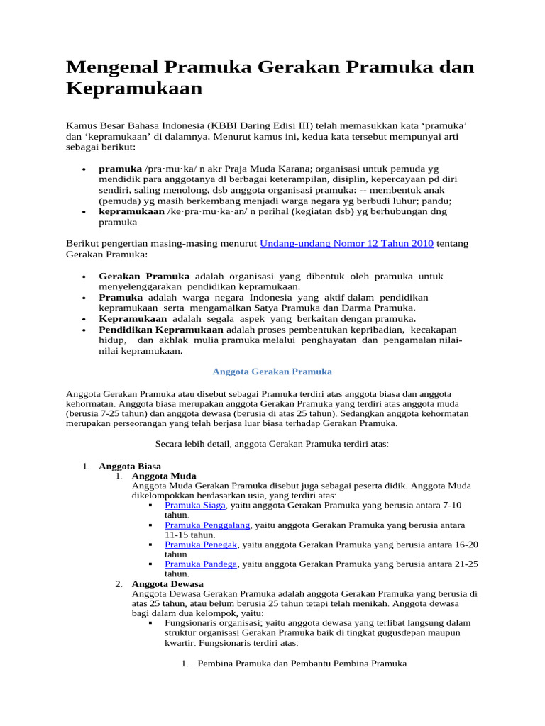 Mengenal Pramuka Gerakan Pramuka Dan Kepramukaan | PDF