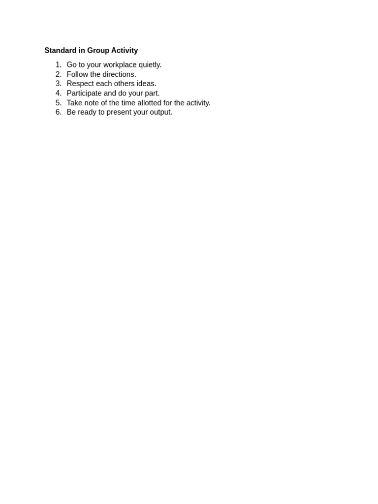 Standards for Group Activity Participation | PDF