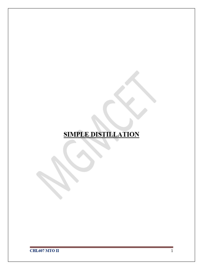 Simple Distillation | PDF | Distillation | Continuum Mechanics