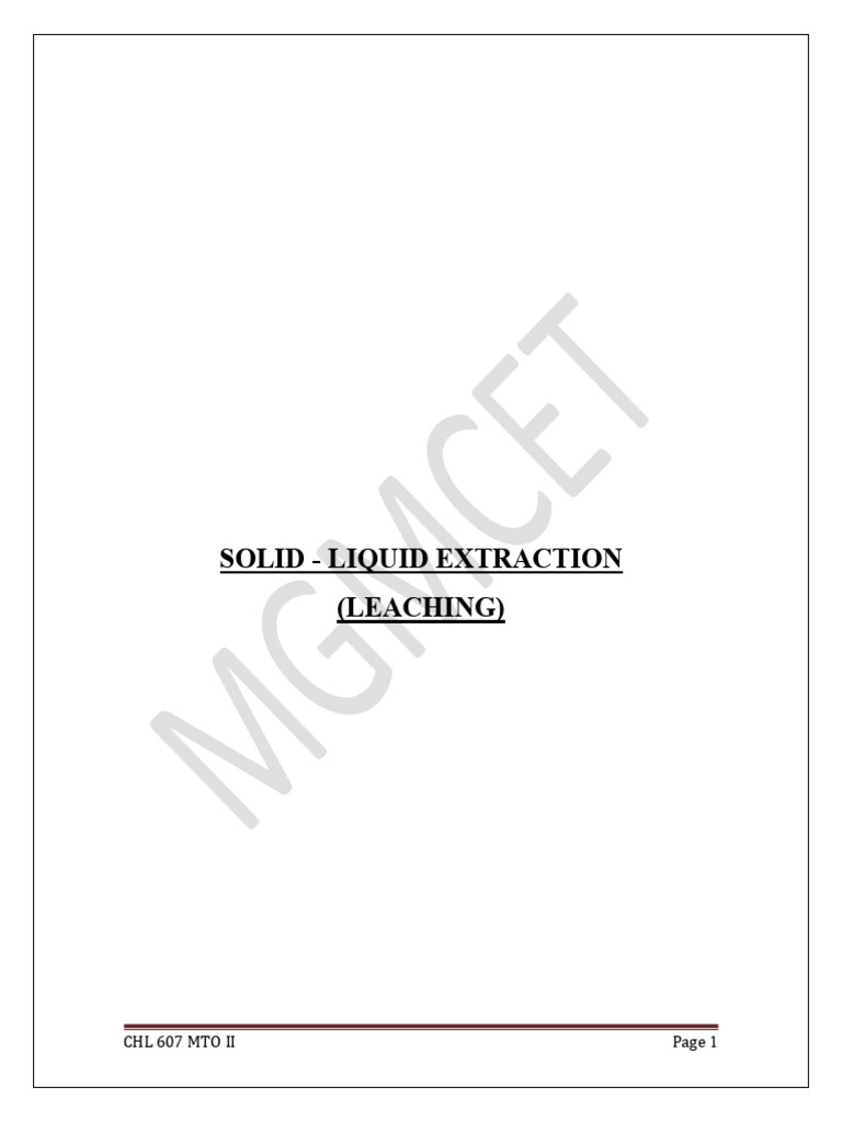 Solid Liquid Extraction | PDF | Titration | Chemistry