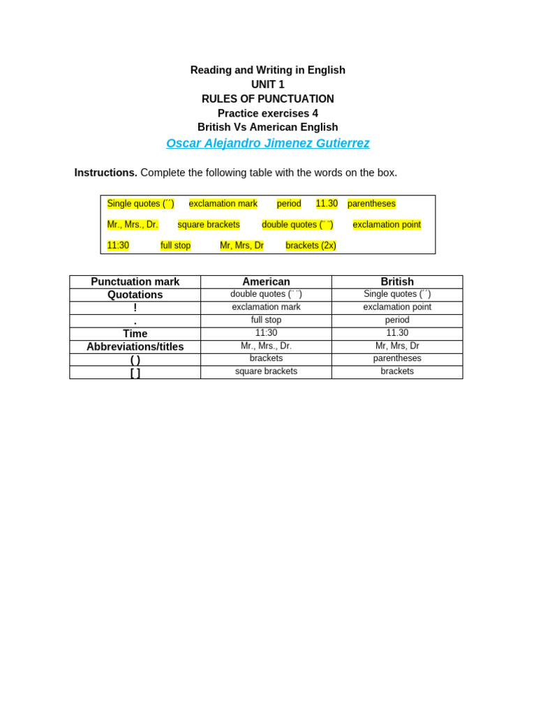 Practice Exercises 4 RULES OF PUNCTUATION | PDF