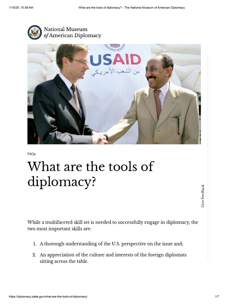 Essential Tools of Diplomacy | PDF | Diplomacy | Foreign Policy Of The ...