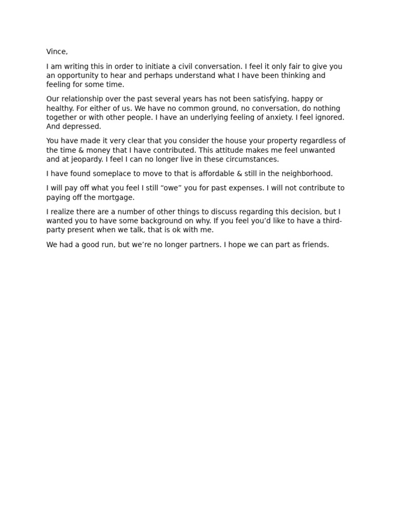 Letter To Vince Jan 2024 | PDF