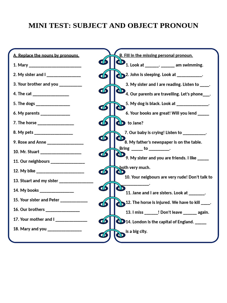 E8 - Subject and Object Pronoun - No2 | PDF | Linguistics | Language ...