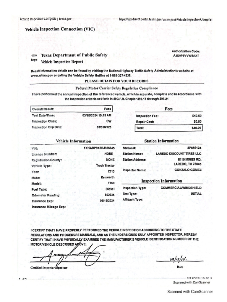 Open Cab Card Inspection | PDF