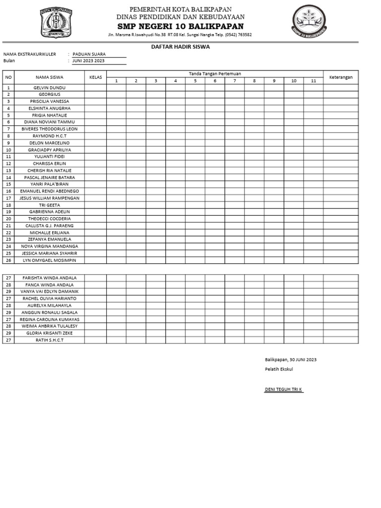 Absen Juni Revisi | PDF