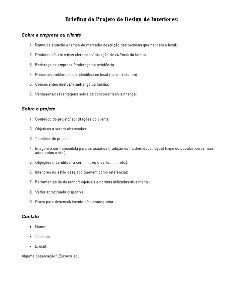 Modelo de Briefing 01 | PDF | Informática | Business