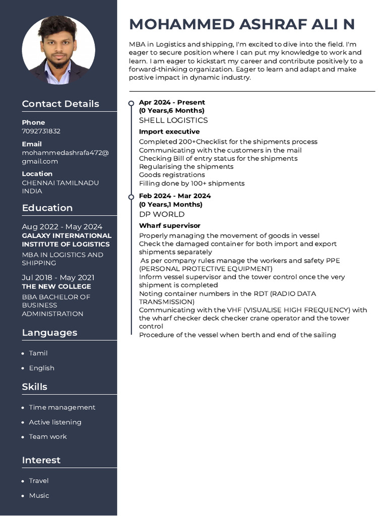Logistics MBA Graduate Resume | PDF