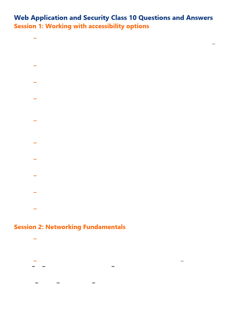 Web Application and Security Class 10 Questions and Answers | PDF ...