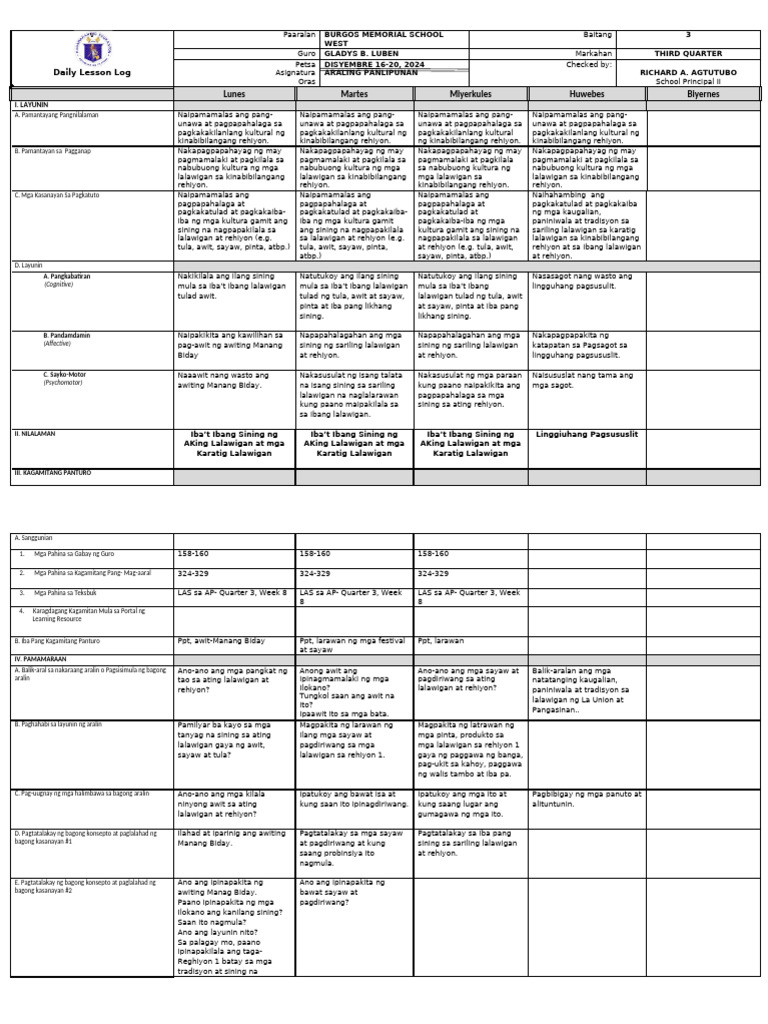 AP (2) Daily Lesson Log | PDF