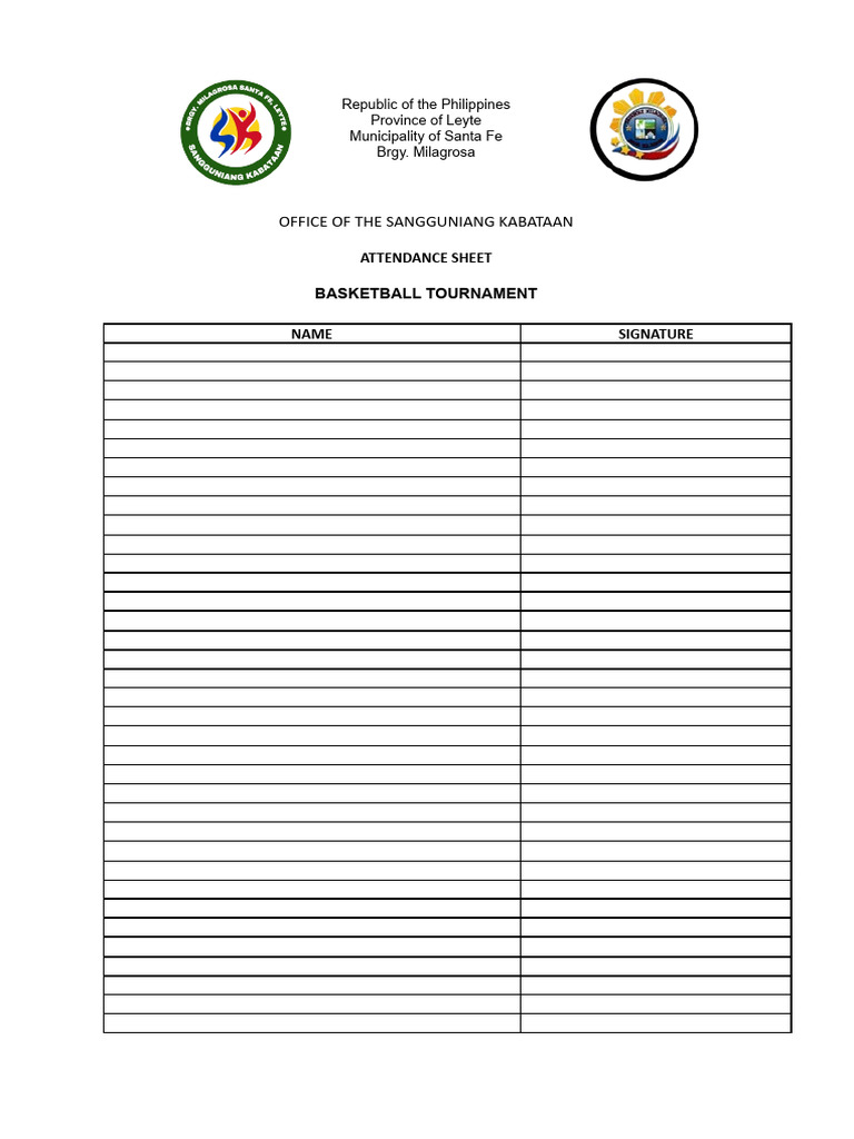 Basketball Tournament Attendance Sheet | PDF