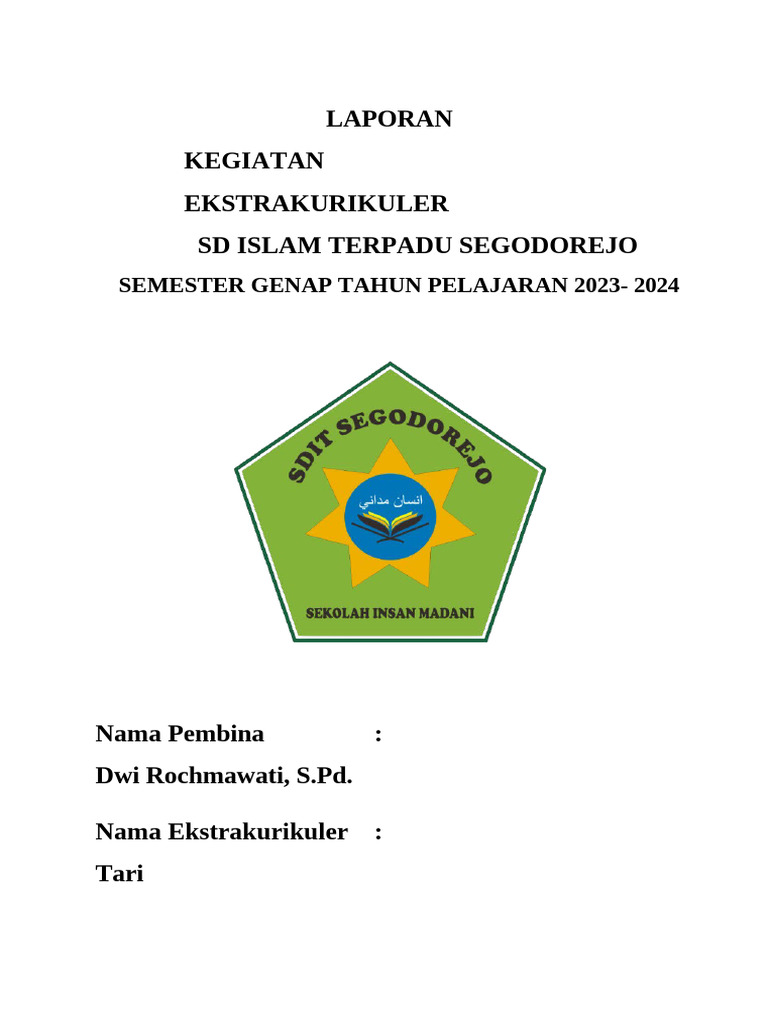 Contoh Format Laporan Tugas Tambahan Sebagai Pembina Ekstrakurikuler Yang Sesuai Dengan PMM ...