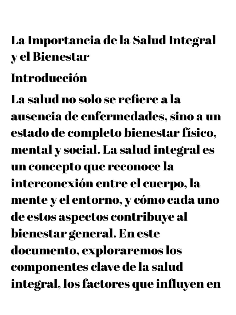 Aquí tienes un documento sobre u La Importancia de la Salud Integral y ... Aquí tienes un documento sobre u La Importancia de la Salud Integral y ...