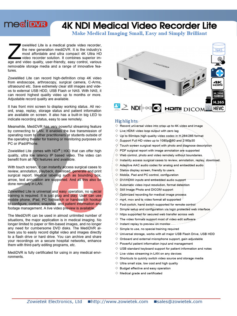 4K Medical Video Recorder Lite | PDF | Usb | Video