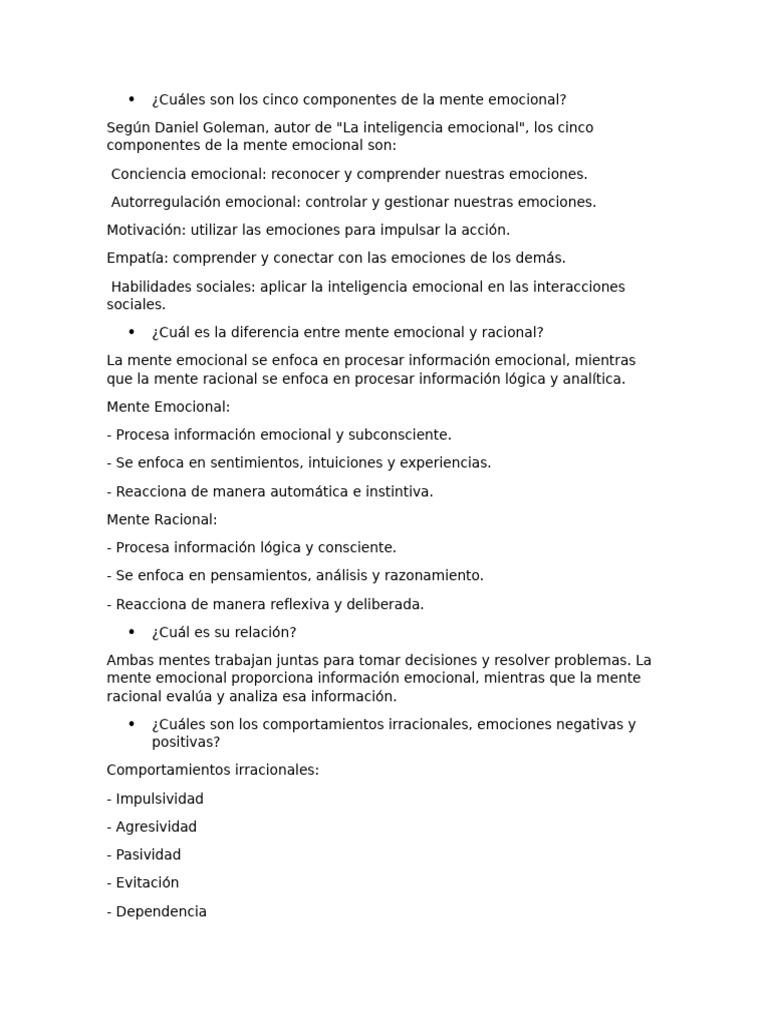 Cinco Componentes de la Inteligencia Emocional | PDF