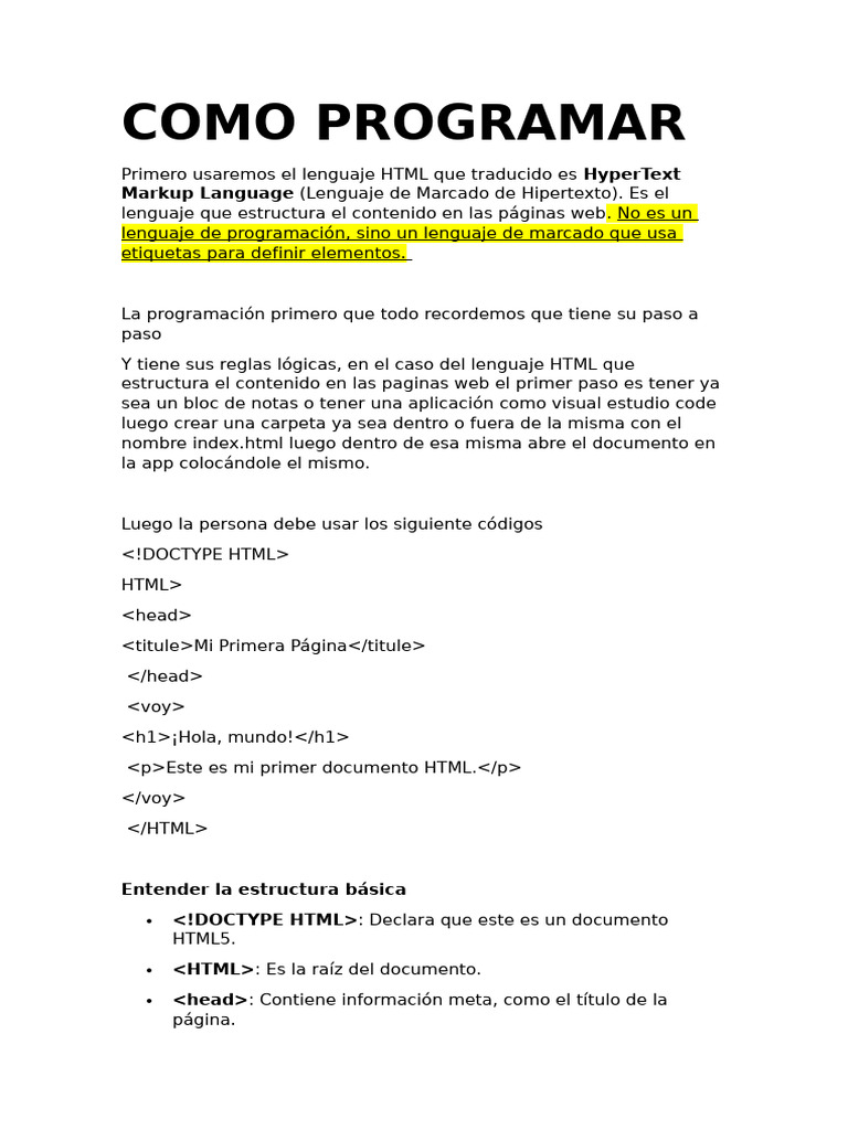 Introducción a HTML y su Estructura | PDF | HTML | Red mundial