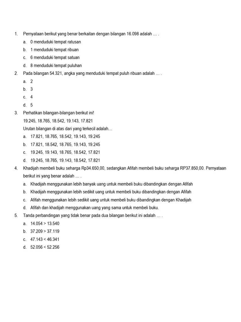 Pernyataan berikut yang benar berkaitan dengan bilangan 16 | PDF