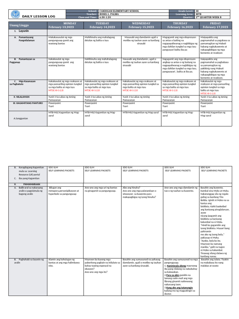 DLL_MTB-3_Q3_Week-1-1 | PDF
