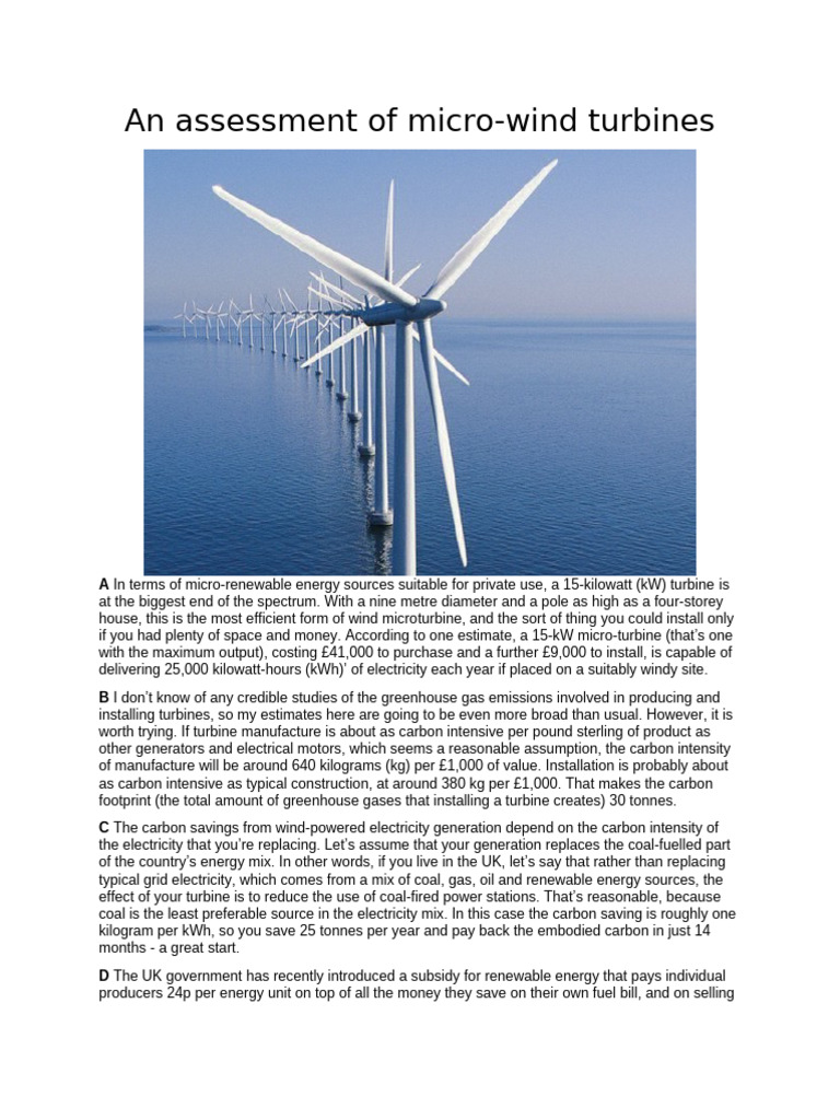Assessment of Micro-Wind Turbines | PDF | Wind Power | Emission Intensity